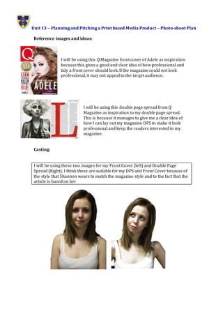 Photography Plan for Second Idea | DOCX