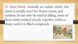 LO3 Embroidery Stitches TLE grade 7 and 8 Handicrafts Embroidery.pptx