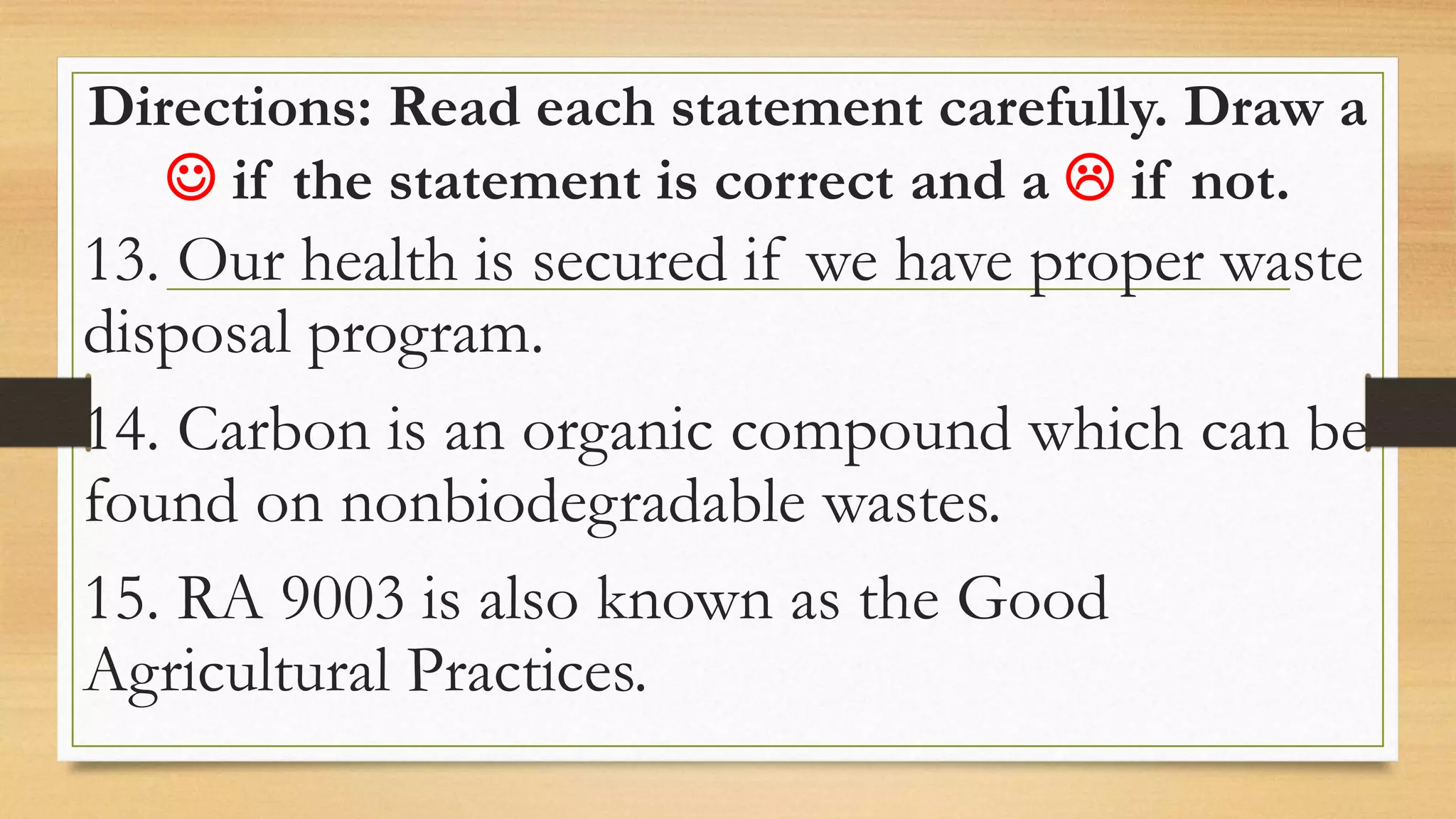 LO3 Storage Practices and Principles for Waste Materials Grade 9 ...