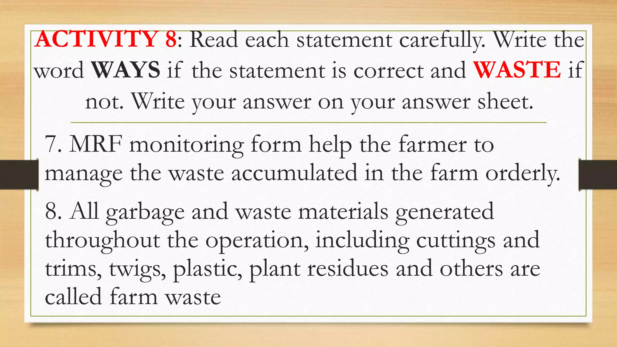 LO3 Storage Practices and Principles for Waste Materials Grade 9 ...
