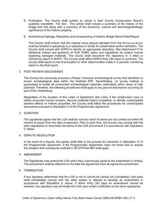 Letter of Agreement (LOA) Black Hawk County Bridge Replacement and ...