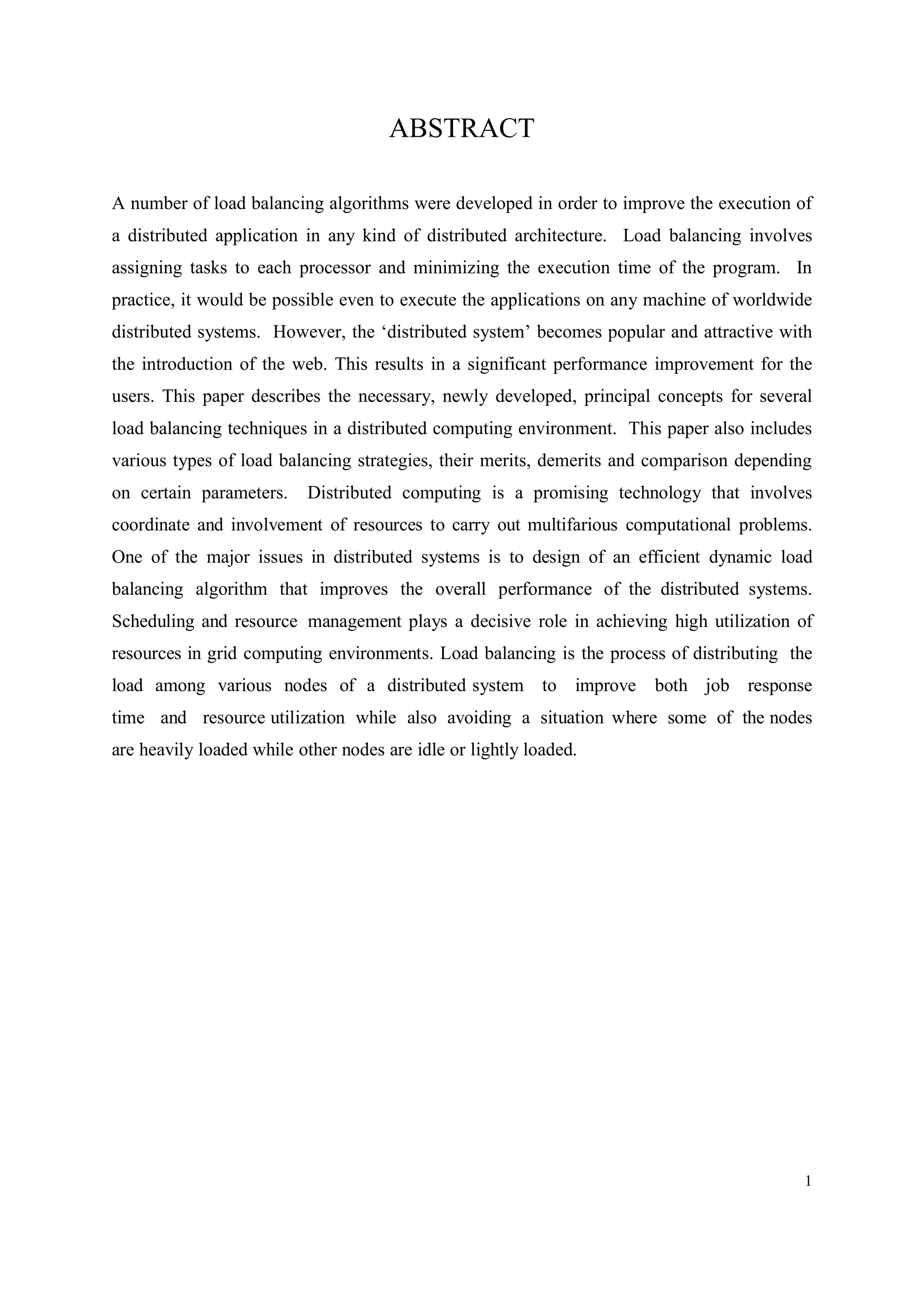 Load balancing in Distributed Systems | DOCX