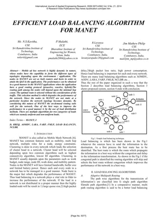 Load balancing in mobile adhoc network (MANET) | PDF