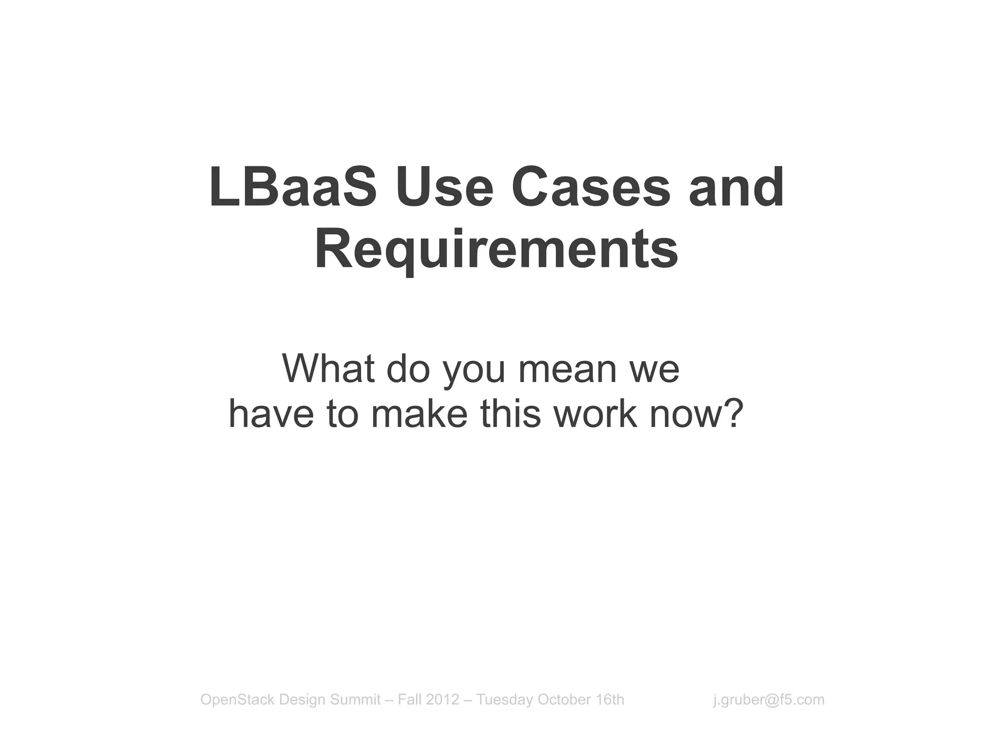 OpenStack Load Balancing Use Cases and Requirements | PDF | Computer Networking | Computing