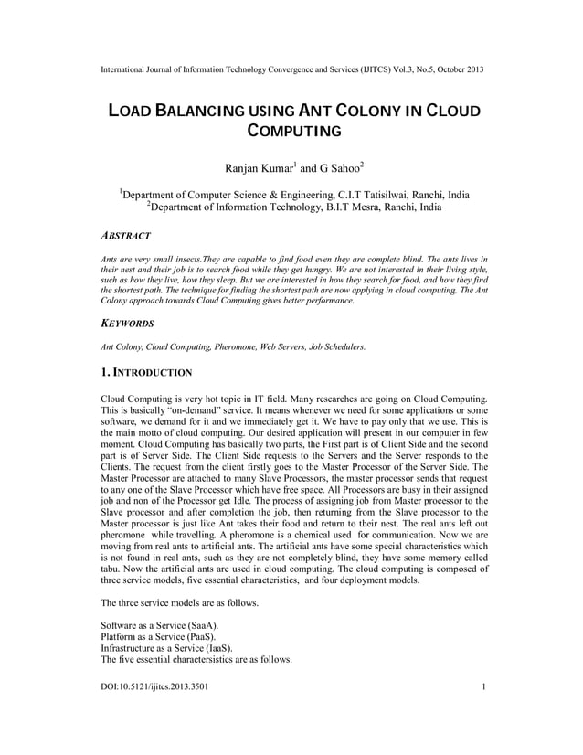 Load Balancing Using Ant Colony In Cloud Computing Pdf