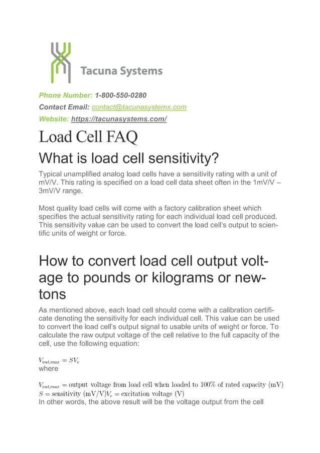 Load Cell Frequently Asked Questions | PDF | Science