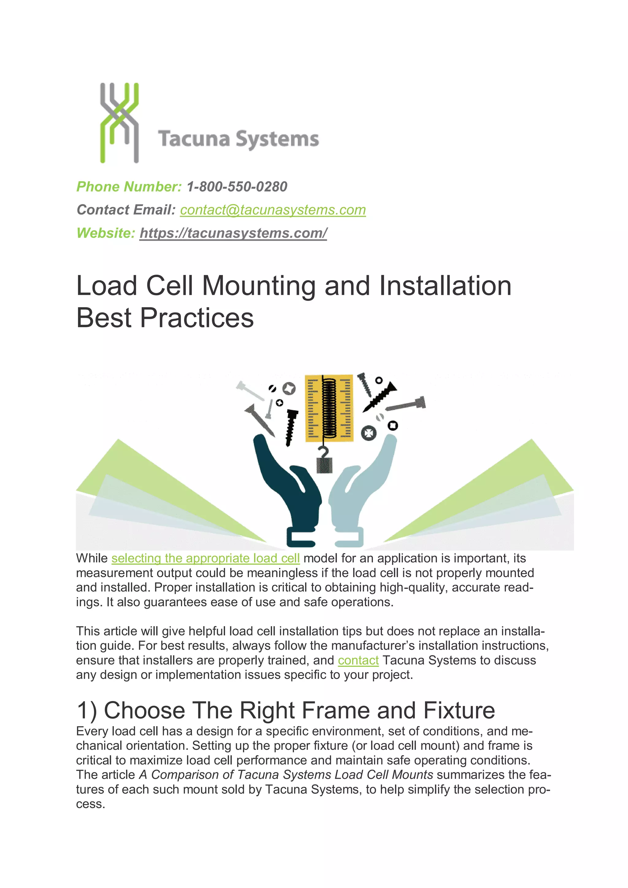 Load Cell Mounting and Installation Best Practices | PDF