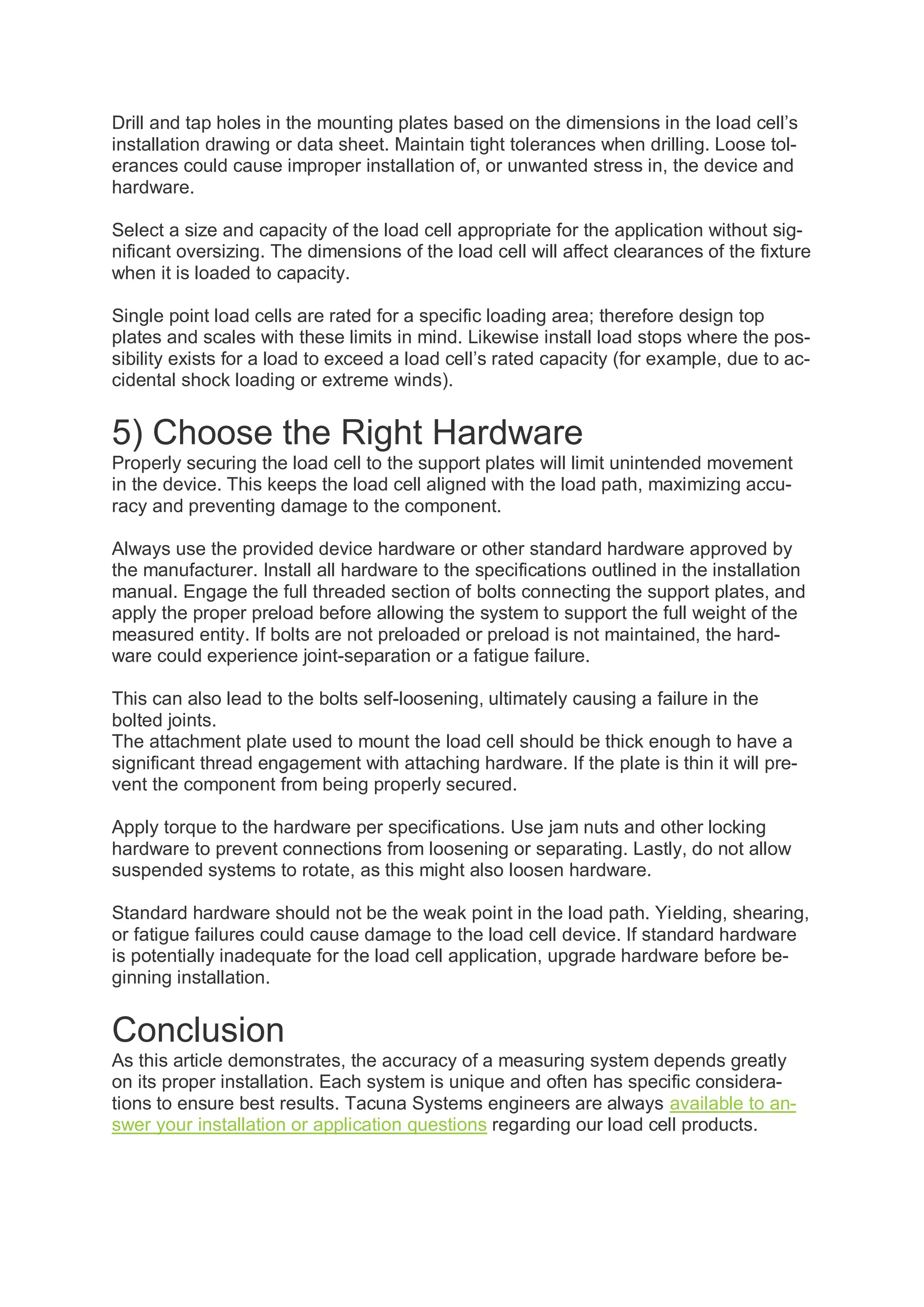 Load Cell Mounting and Installation Best Practices | PDF
