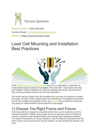 Load Cell Mounting and Installation Best Practices | PDF