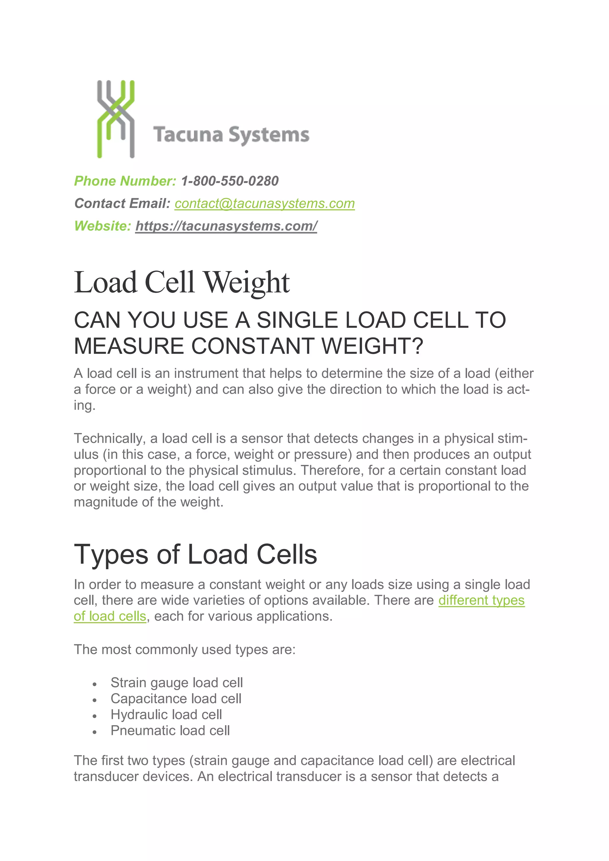 All About Load Cell Weight | PDF