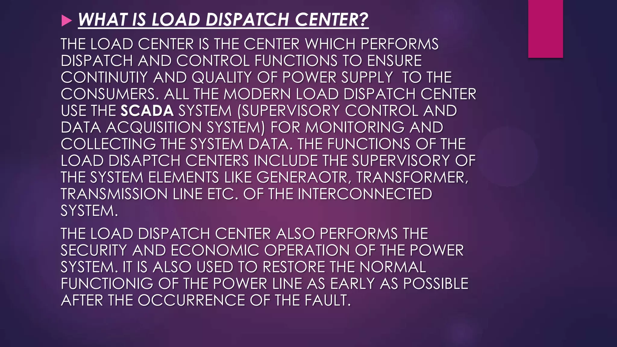 Load dispatch center | PPTX