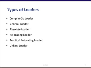Loaders ( system programming ) | PPTX