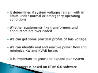 Load flow analysis of 132 kv substation using etap | PPTX