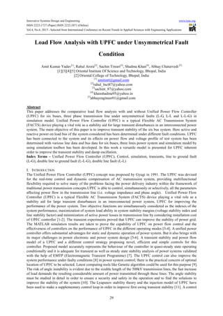Load flow analysis with upfc under unsymmetrical fault condition | PDF