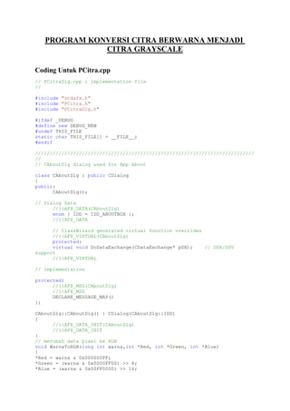 PROGRAM KONVERSI CITRA BERWARNA MENJADI CITRA GRAYSCALE | DOCX | Operating Systems | Computer ...
