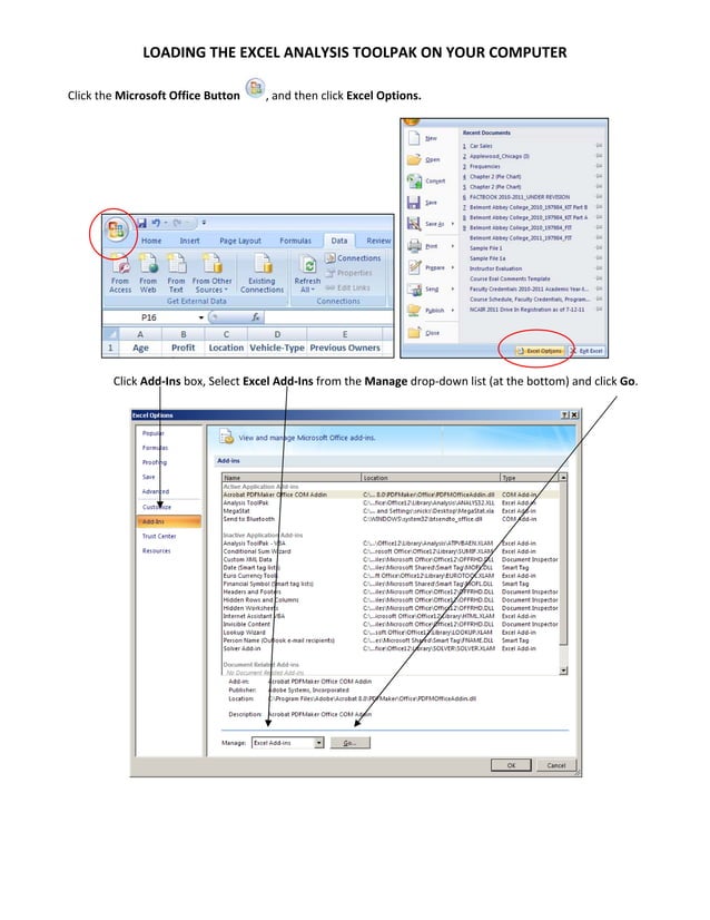 Loading analysis tool pak on your computer | PDF