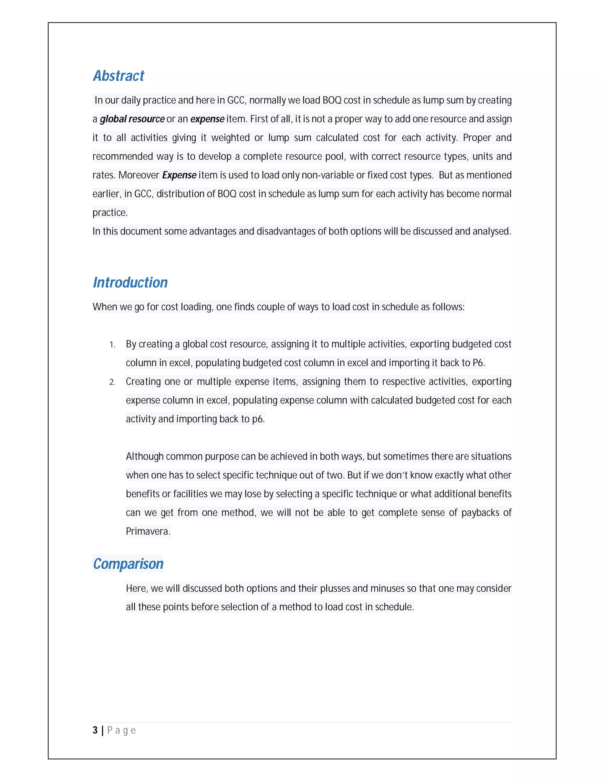 Loading cost in primavera schedule using resources and expenses r01 | PDF