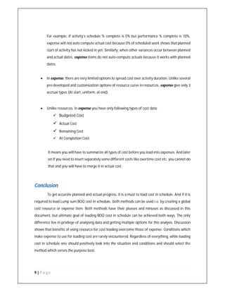 Loading cost in primavera schedule using resources and expenses r01 | PDF