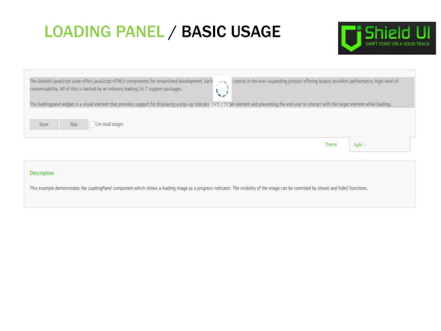 Shield UI: Loading panel | PPTX | Web Development | Internet