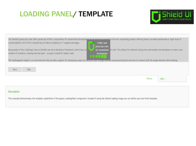 Shield UI: Loading panel | PPTX | Web Development | Internet