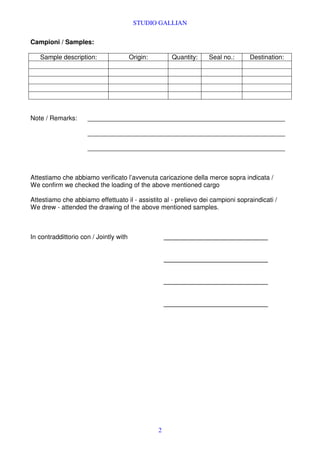 LOADING AND SAMPLING FORM SG | PDF