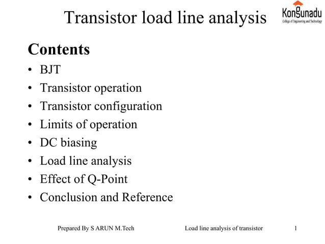 Load line analysis | PPTX | Consumer Electronics | Technology & Computing