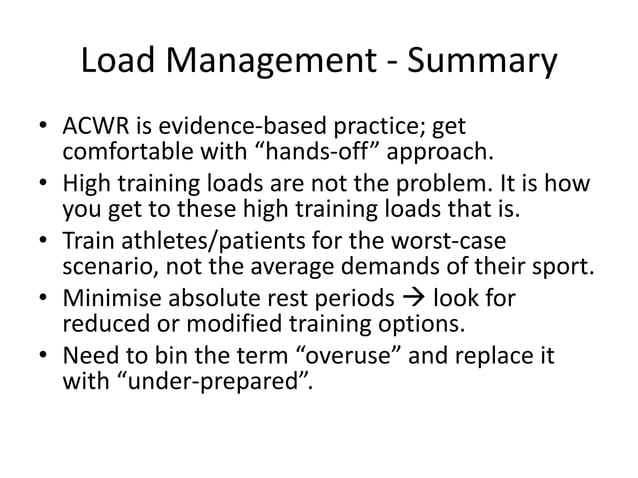 Load Management Presentation | PPTX | Physical Therapy | Wellness
