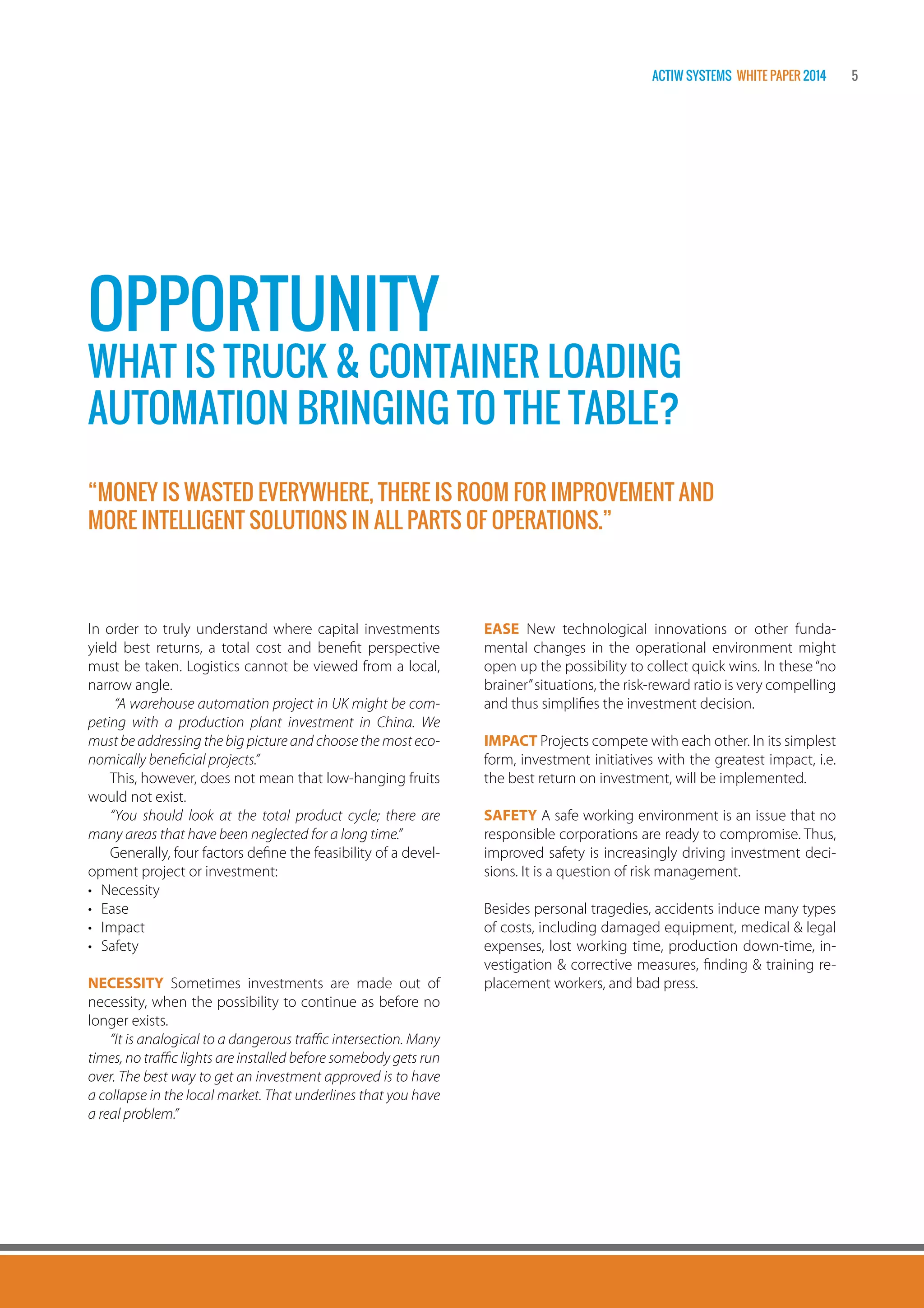 Automated Truck Loading White Paper- Actiw LoadMatic | PDF