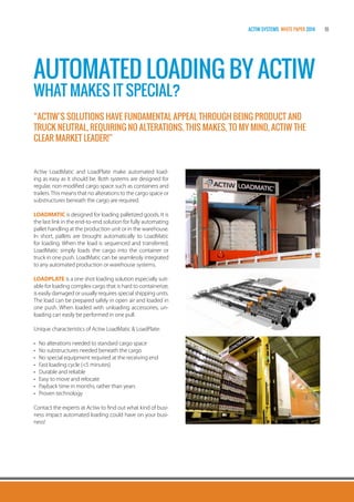 Automated Truck Loading White Paper- Actiw LoadMatic | PDF