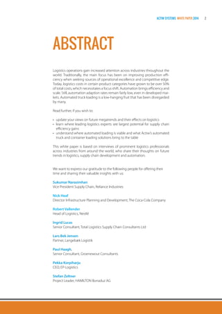 Automated Truck Loading White Paper- Actiw LoadMatic | PDF