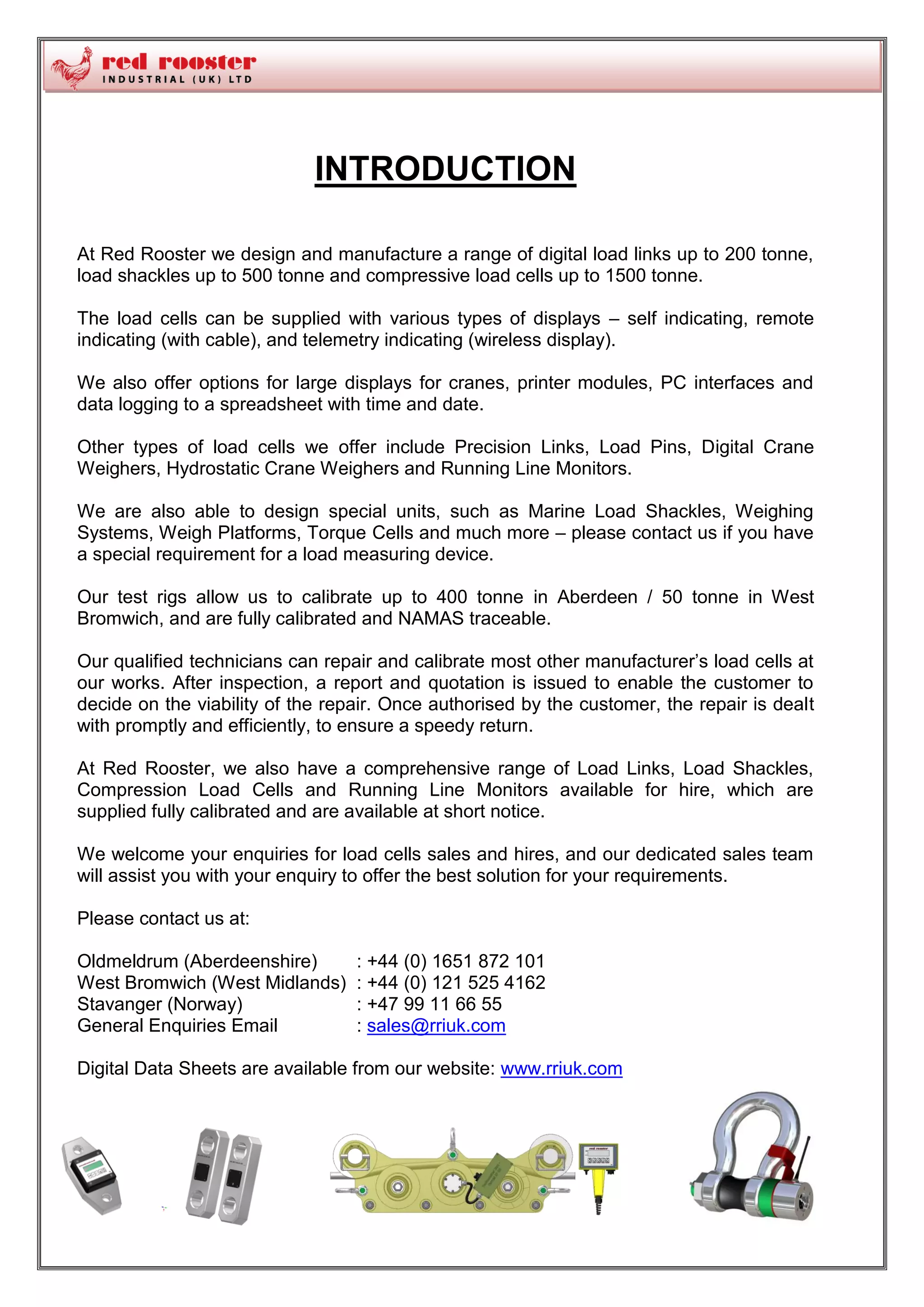 Red Rooster Load Cells & Load Shackles | PDF