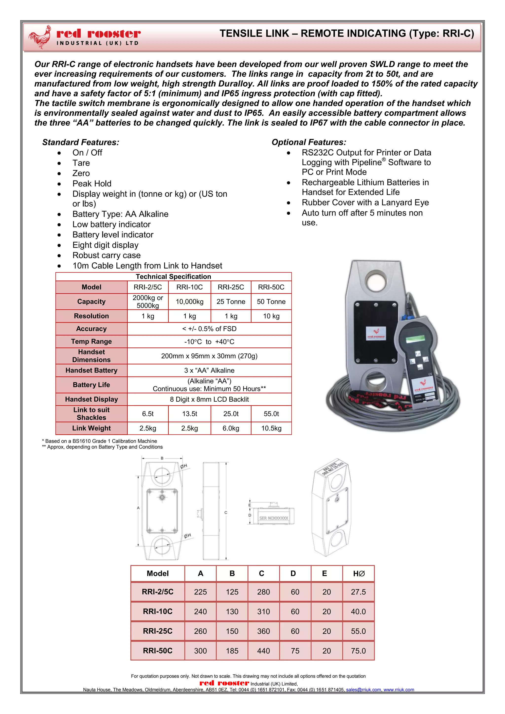 Red Rooster Load Cells & Load Shackles | PDF