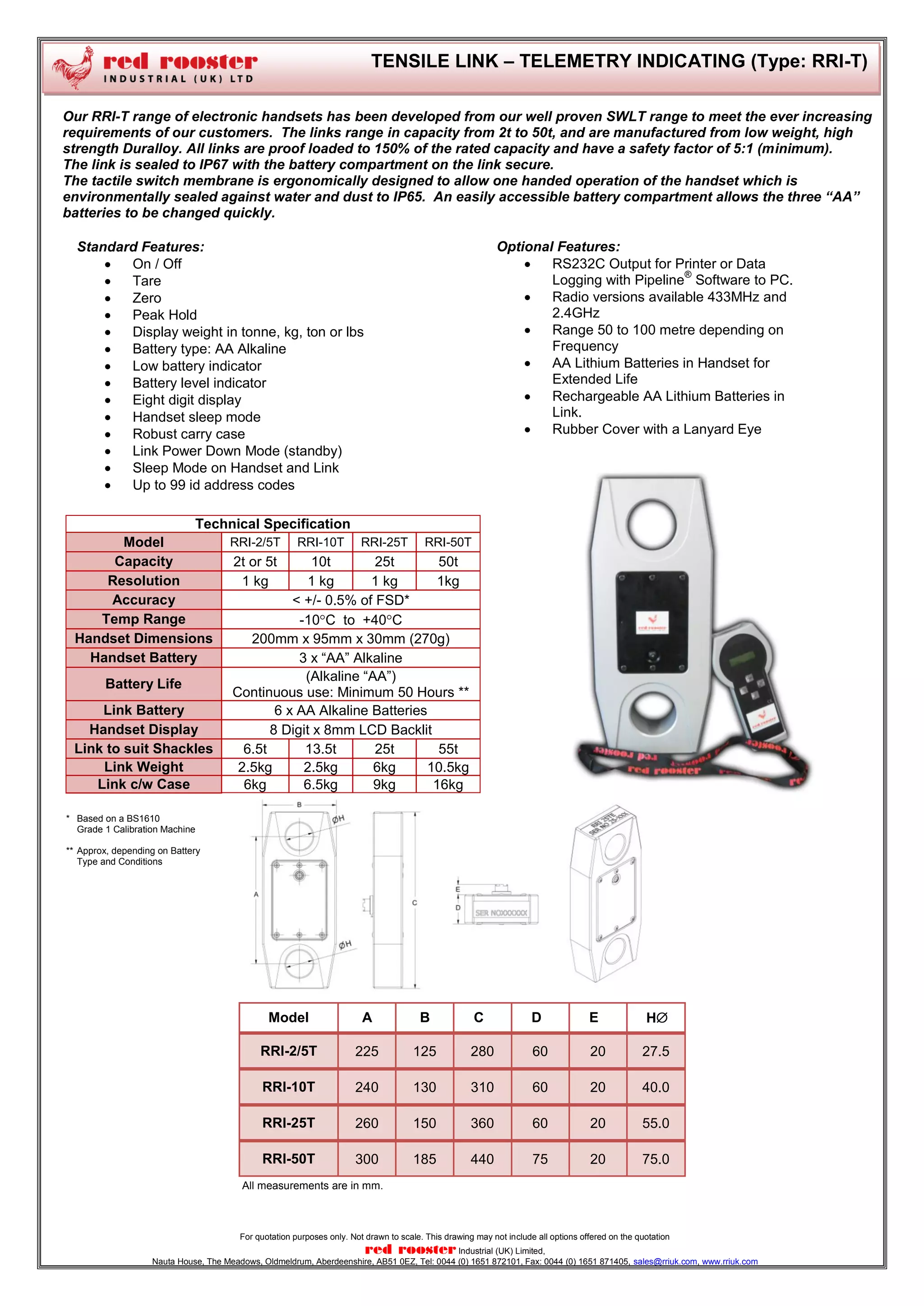 Red Rooster Load Cells & Load Shackles | PDF