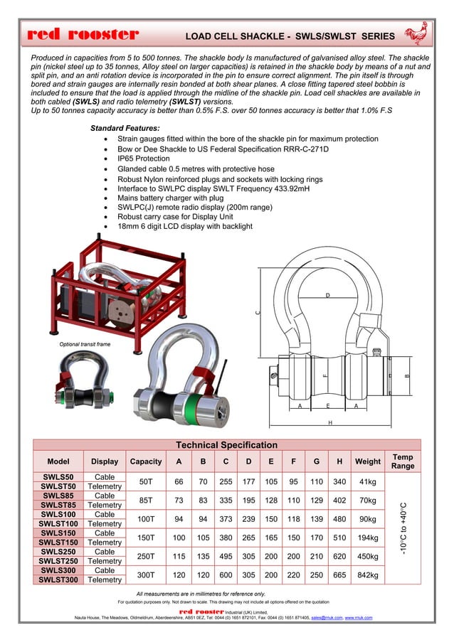 Red Rooster Load Cells & Load Shackles | PDF