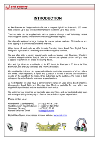 Red Rooster Load Cells & Load Shackles | PDF