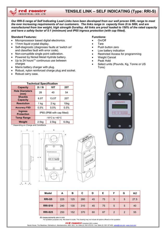 Red Rooster Load Cells & Load Shackles | PDF