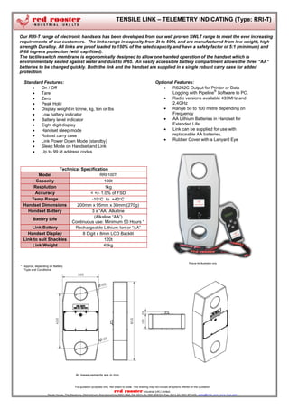 Red Rooster Load Cells & Load Shackles | PDF