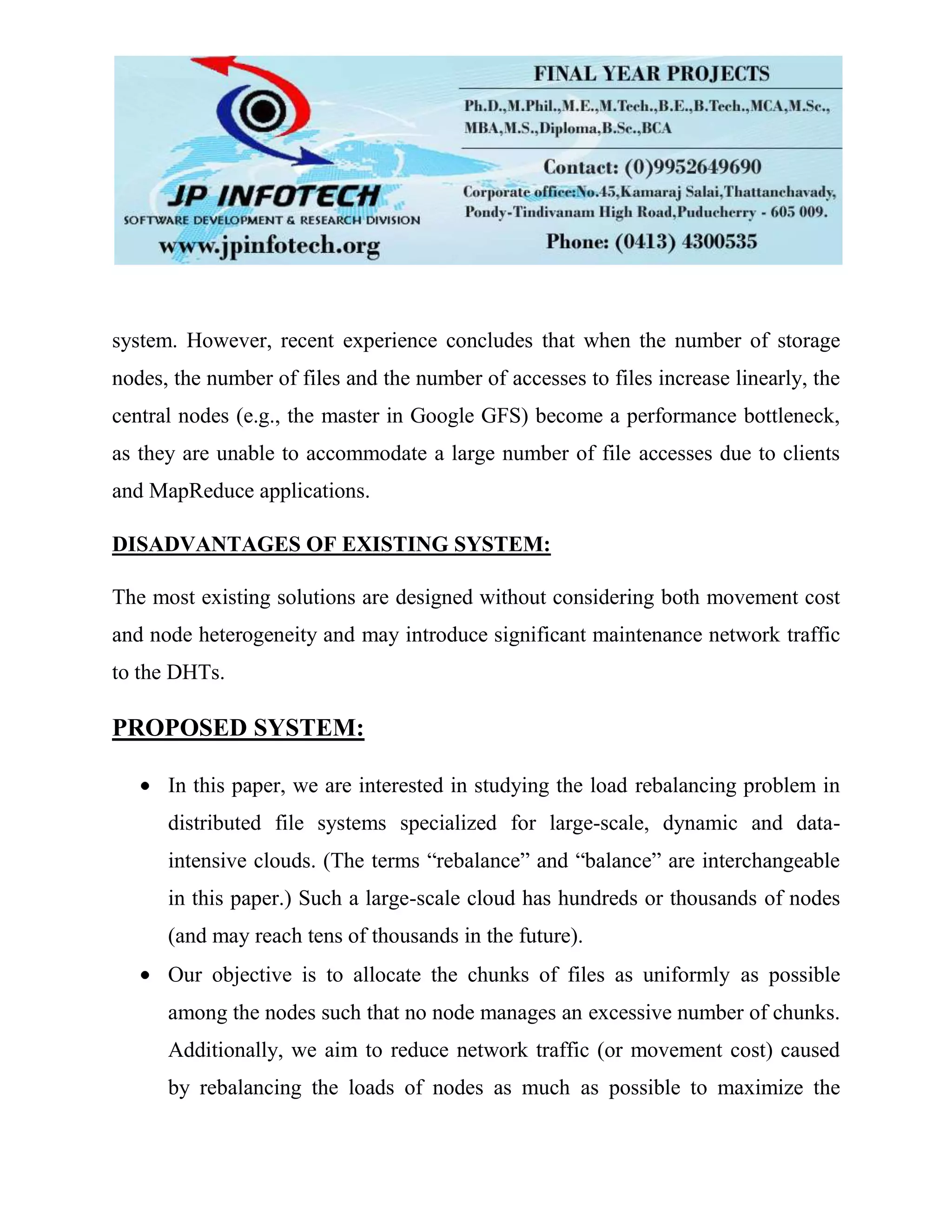 Load rebalancing for distributed file systems in clouds | DOCX