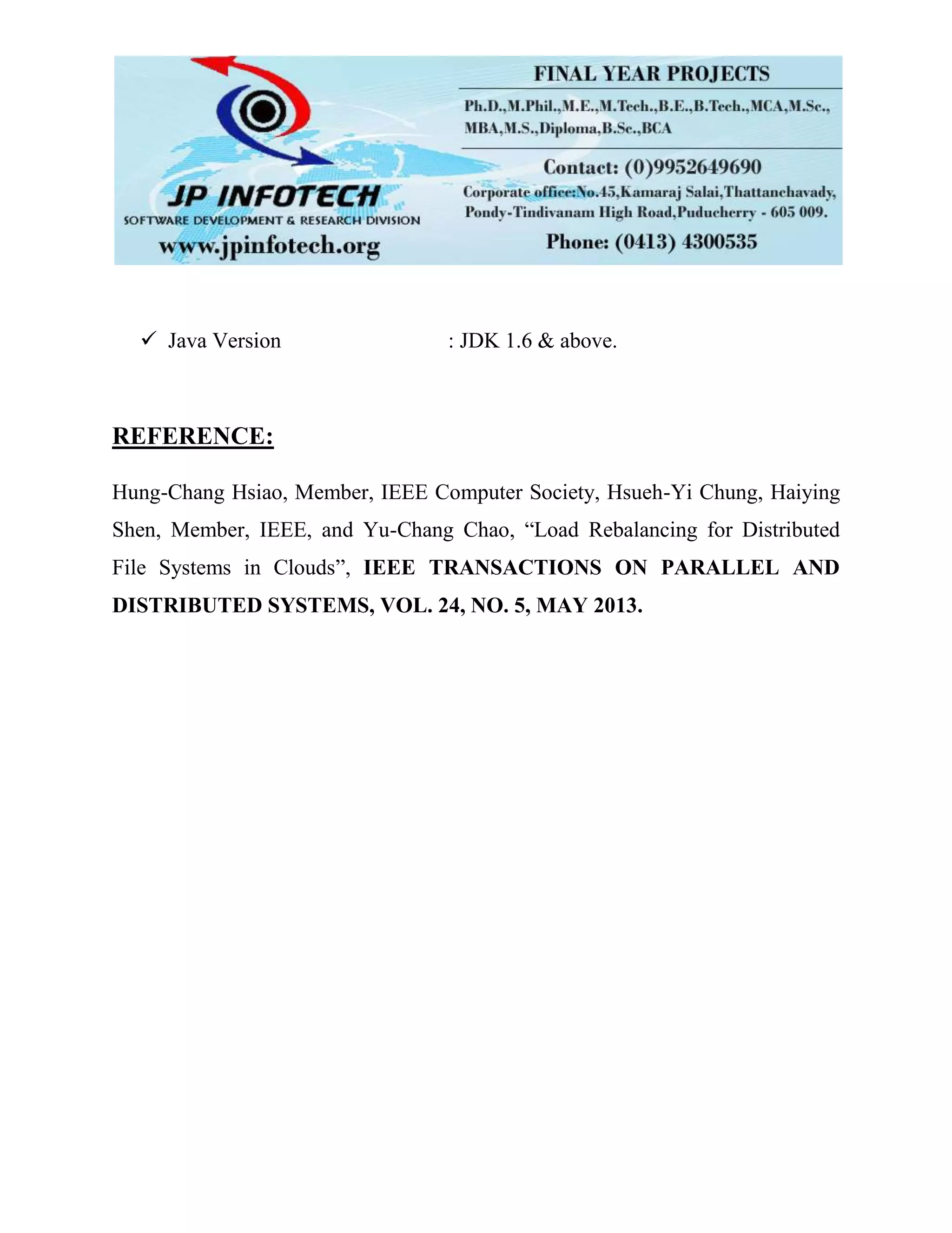 Load rebalancing for distributed file systems in clouds | PDF