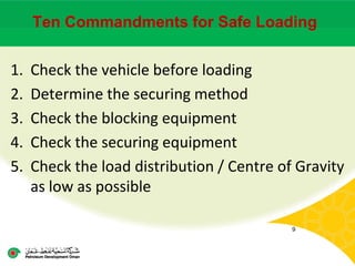 Load restraint Safe (Loading and unloading on vehicles) | PPTX