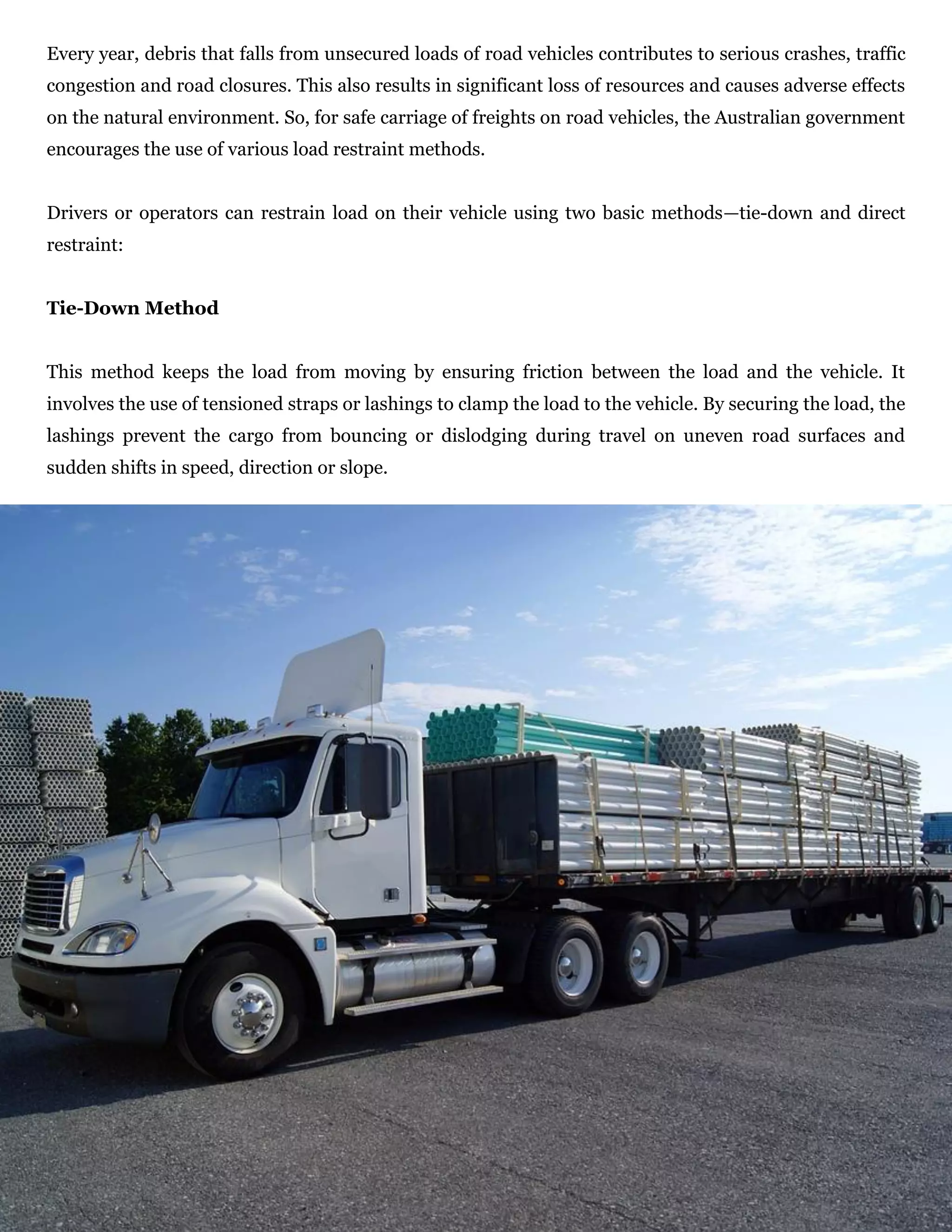 Load Restraint Methods for Safe Carriage of Freights on Road Vehicles—A ...