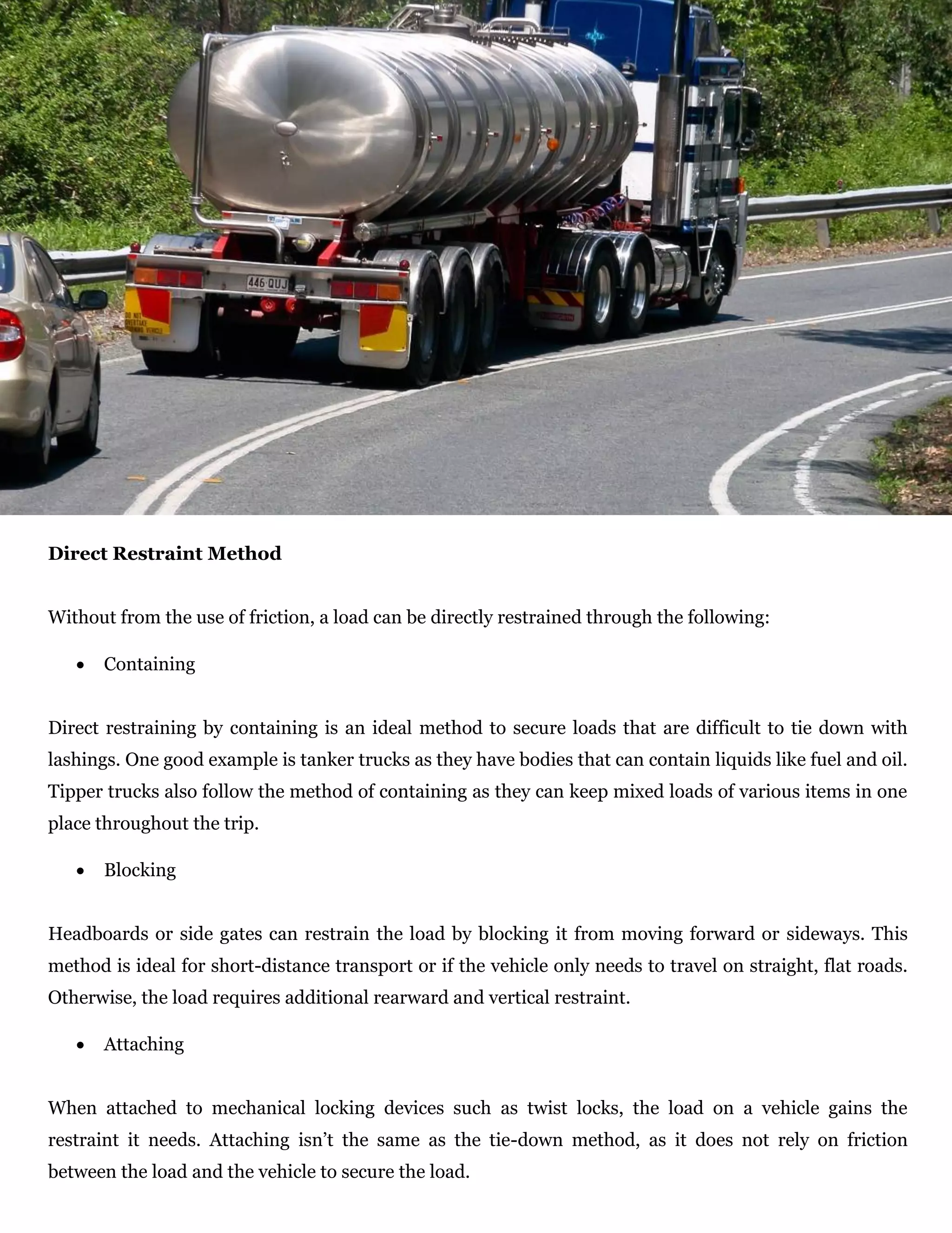 Load Restraint Methods for Safe Carriage of Freights on Road Vehicles—A ...