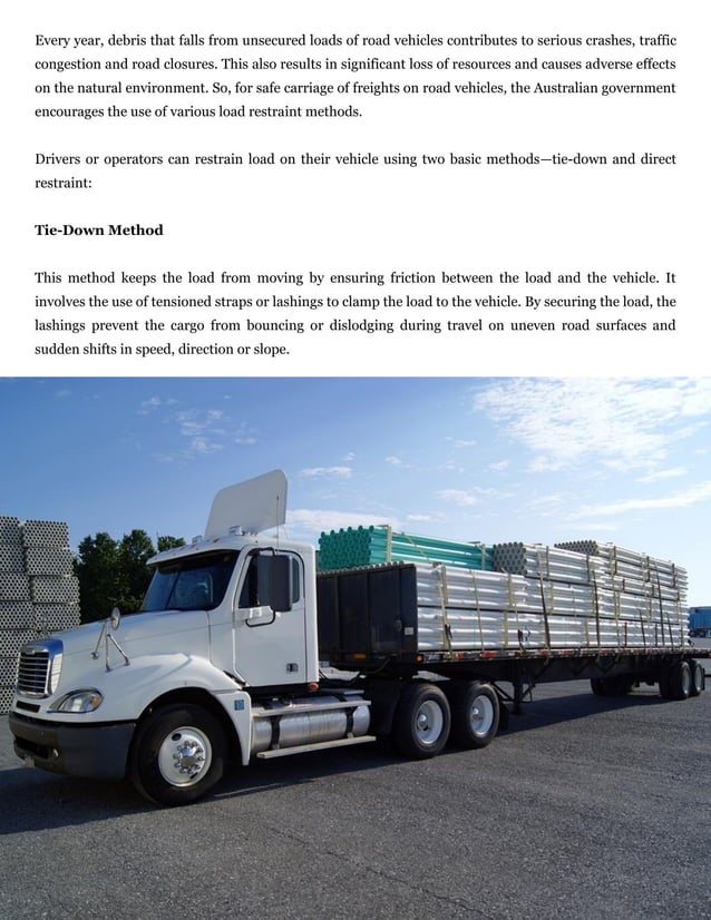 Load Restraint Methods for Safe Carriage of Freights on Road Vehicles—A ...