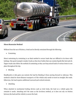 Load Restraint Methods for Safe Carriage of Freights on Road Vehicles—A ...