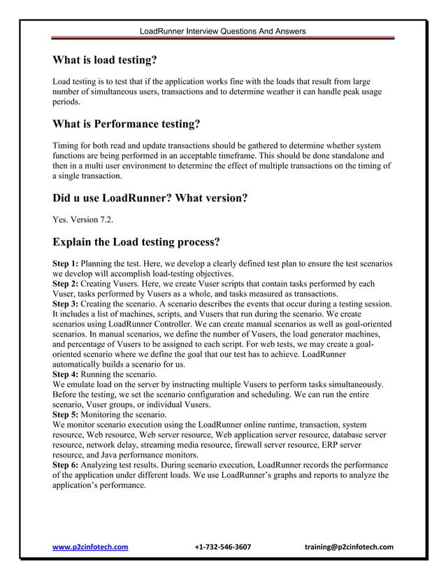Loadrunner interview questions and answers | DOCX