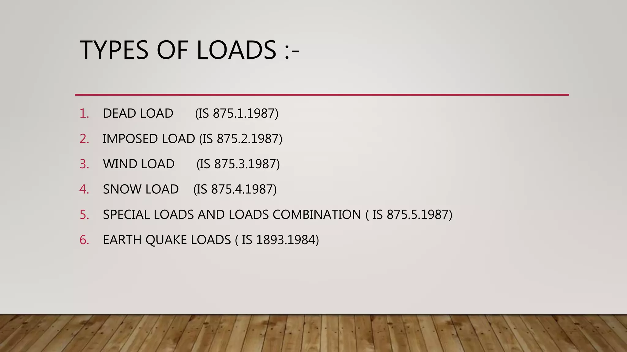 Loads considered while designing a building according to Indian ...