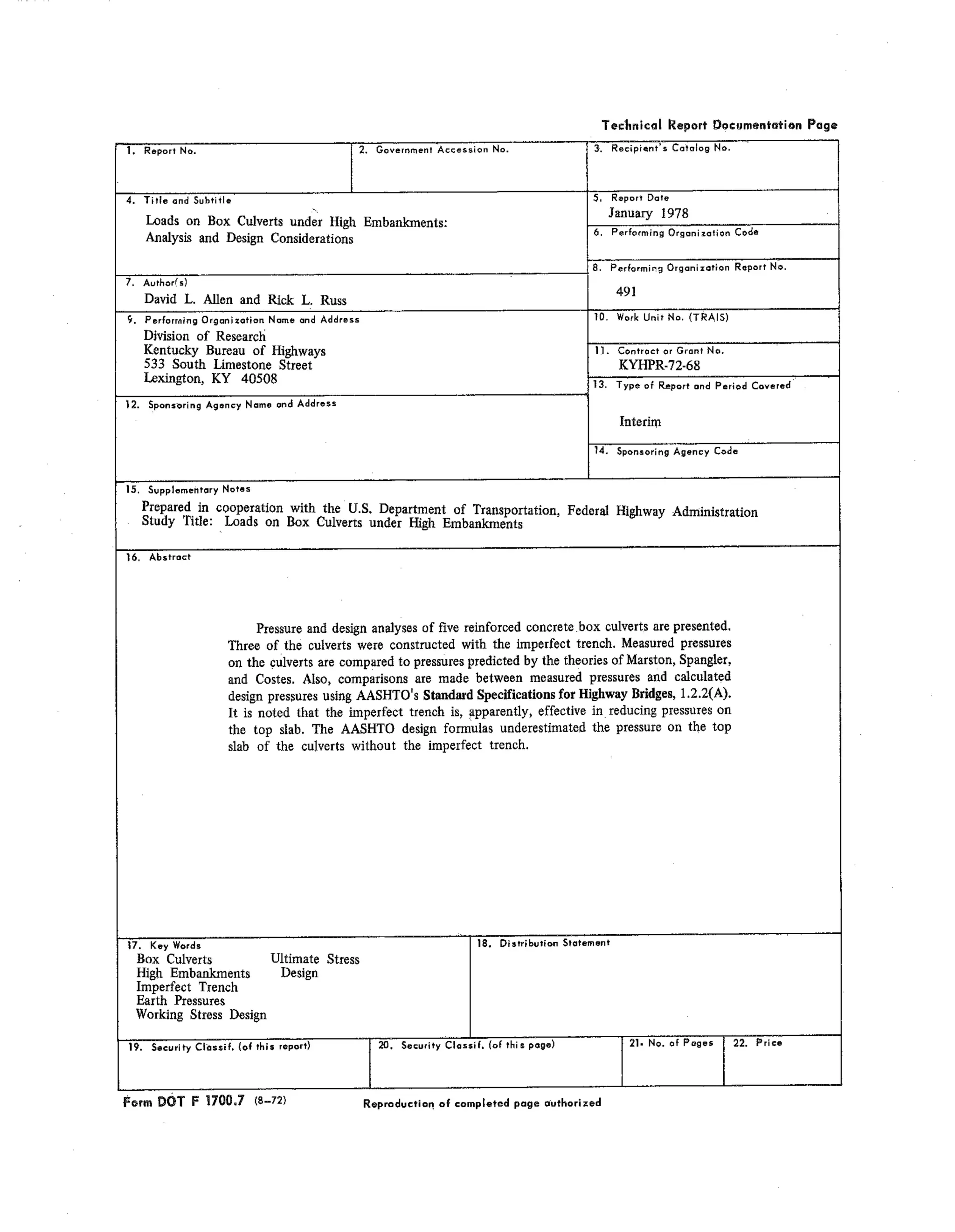 Loads on box culverts under high embankments analysis and design | PDF