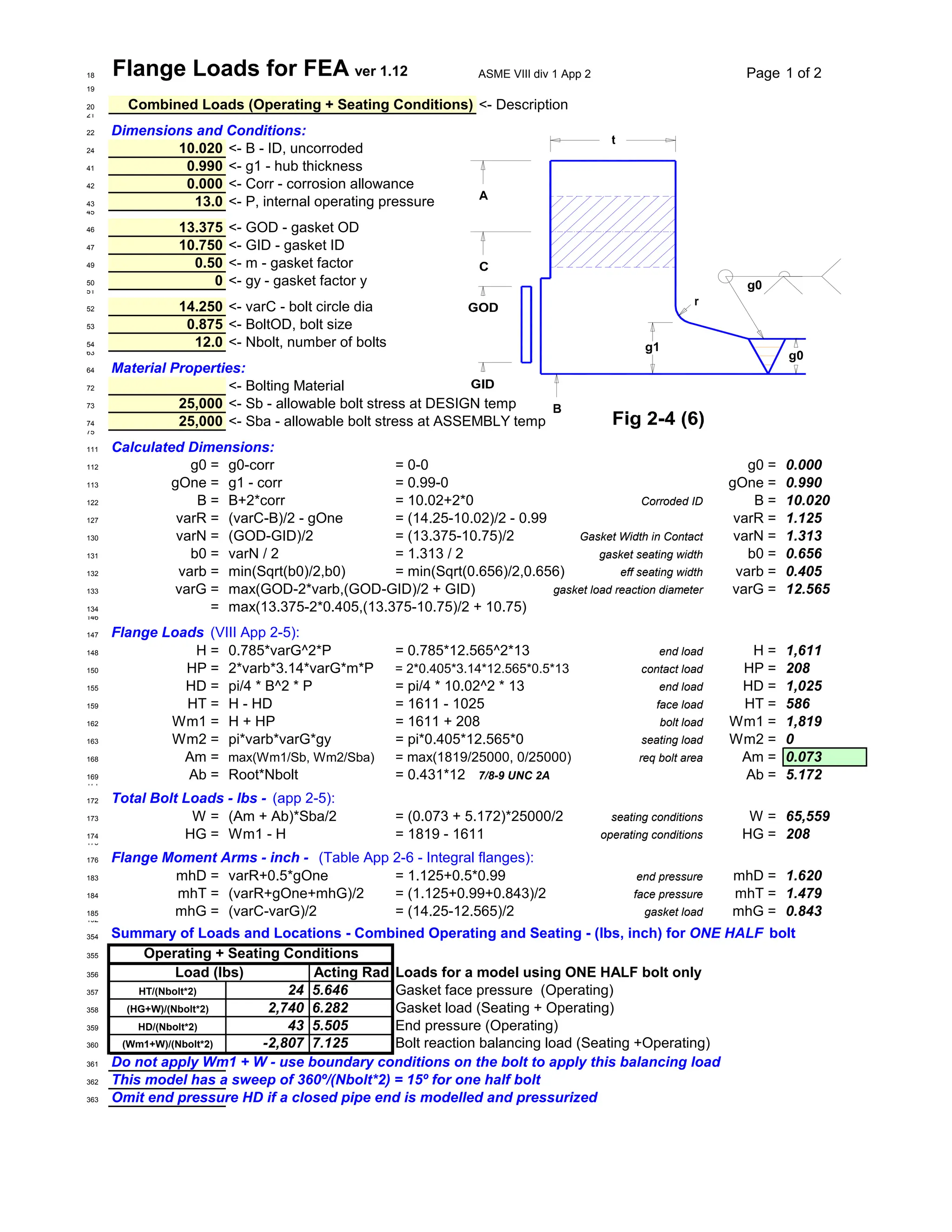 Loads_On_Flanges ASME SECTION VIII Div.1 | PDF