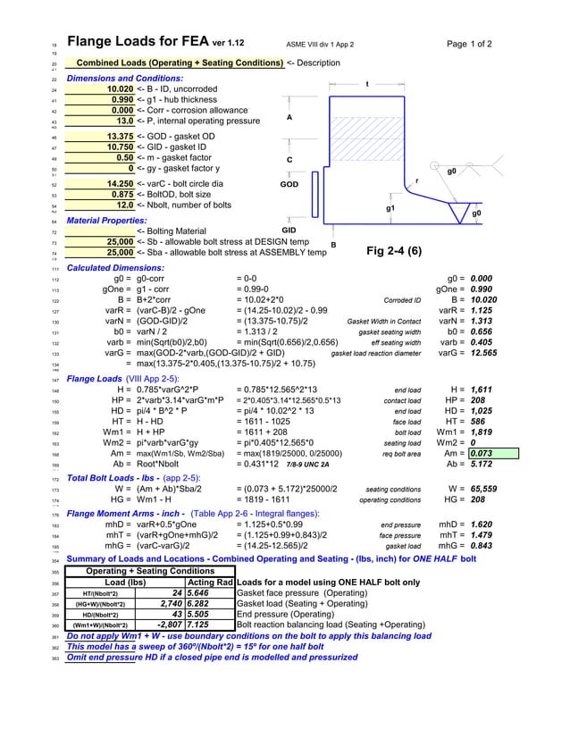 Loads_On_Flanges ASME SECTION VIII Div.1 | PDF