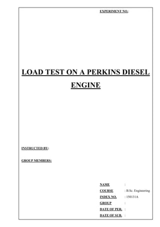 Load test on a perkins diesel engine | PDF